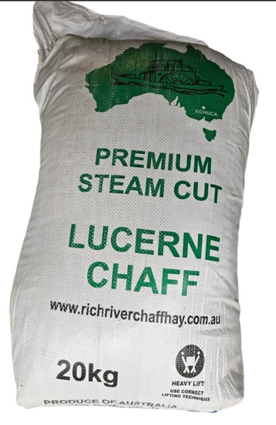 Premium Steam Cut Lucerne Chaff 20kg - Rich River Chaff – Baba G's Farm