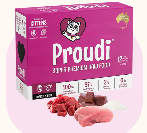Proudi Turkey and Beef Raw Patties for Kittens – Baba G's Farm