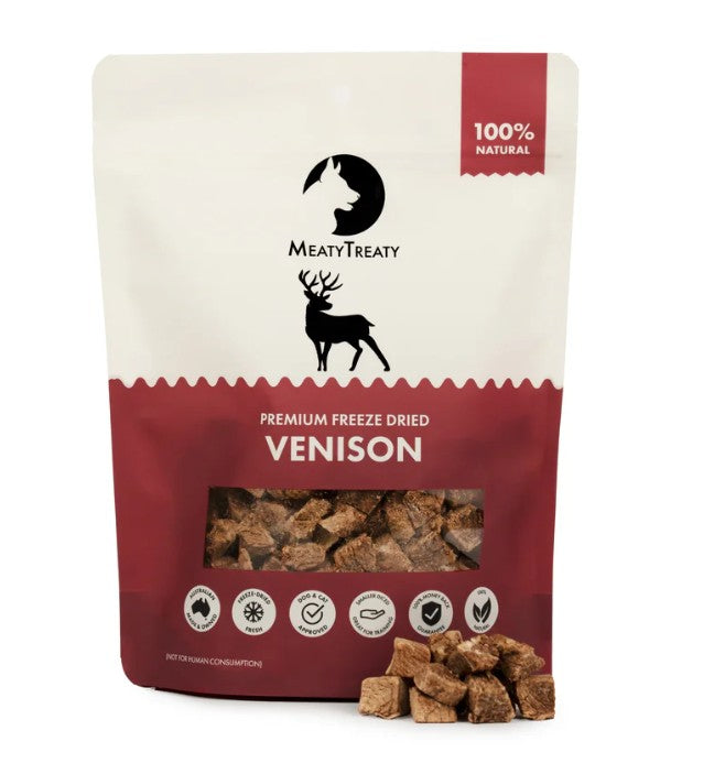 MEATY TREATY FREEZE DRIED VENISON 70G – Baba G's Farm